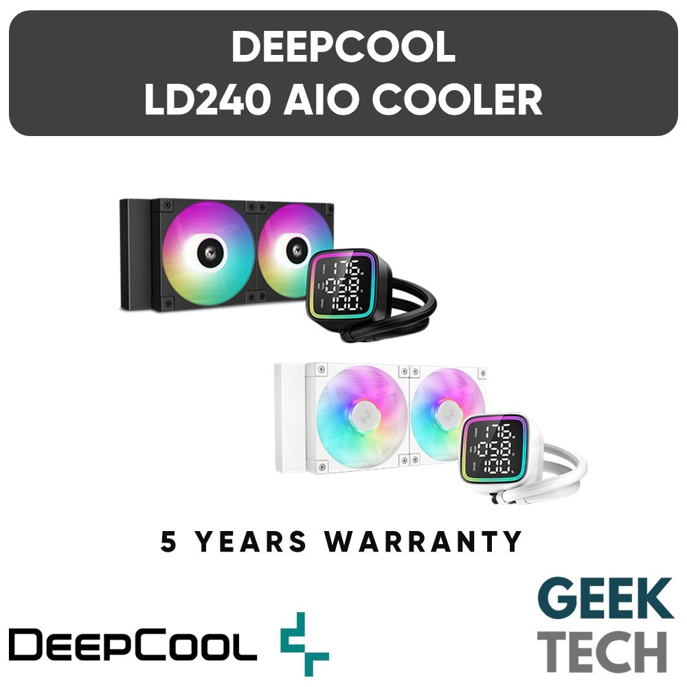 DEEPCOOL LD240 Liquid Cooler 240mm 5th Gen Pump 3400 RPM AIO Real-time CPU Status Screen Anti ...