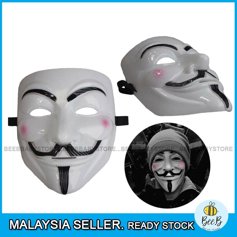 V for Vendetta Mask Topeng Mask Anonymous Toys Hacker White Mask Kids ...