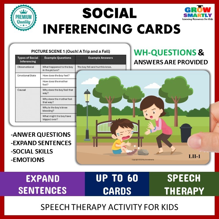 *NEW* Social Inferencing Flash Card Autism card Speech Therapy Activity ...