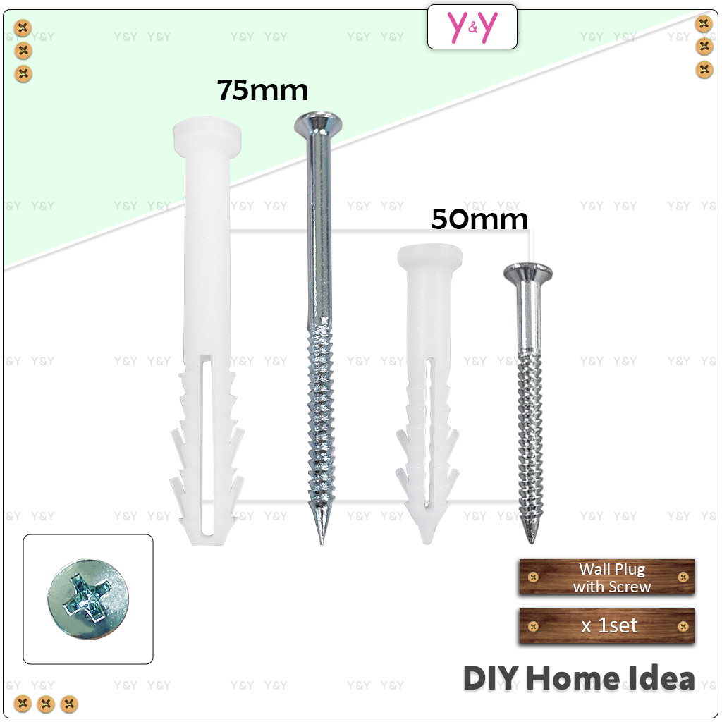 Y&Y Eco Nylon Wall Plug with Screw / Wall Shelve Screw Set / Sleeve ...