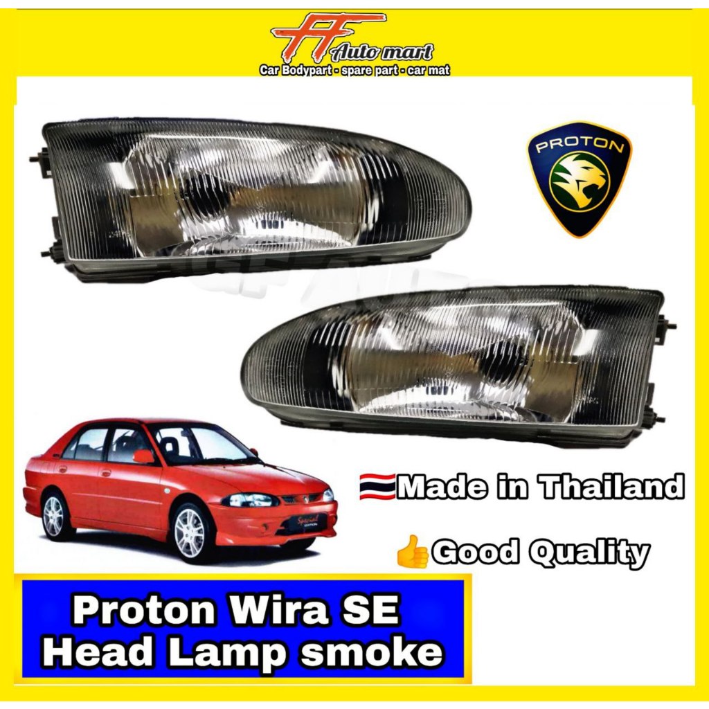 Proton Wira SE Head Lamp, Wira Sedan, Wira Aeroback, Smoke Black Head ...