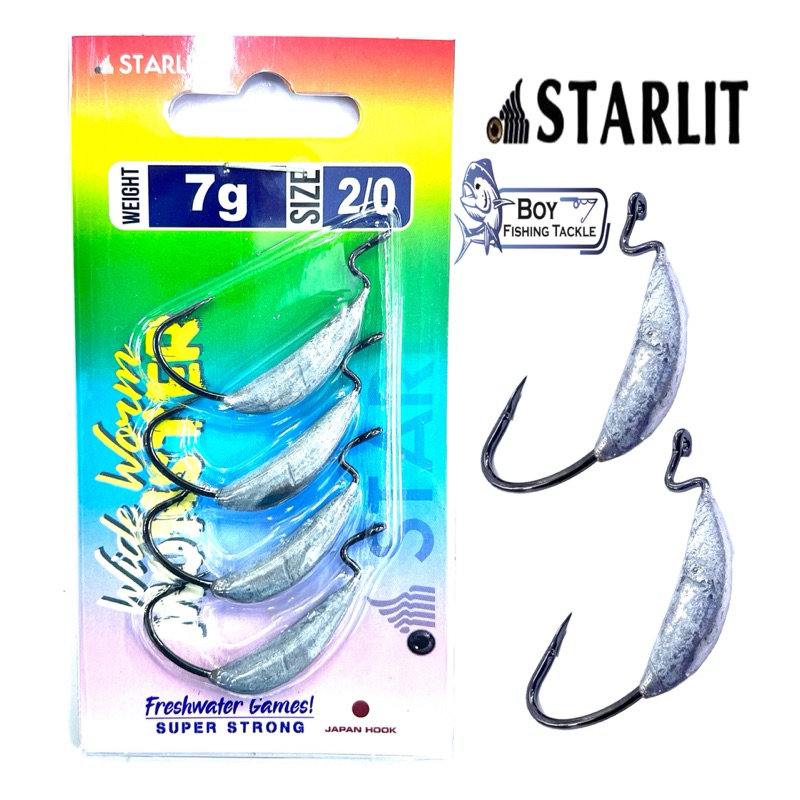 STARLIT wide worm monster hook jig head Weedless head hook for soft lure soft plastic | Shopee ...