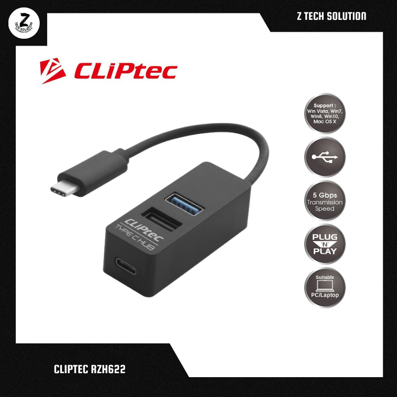 CLiPtec RZH622 Type-C USB 3.1 1+2 Ports Hub ( CONTACT ) | Shopee ...