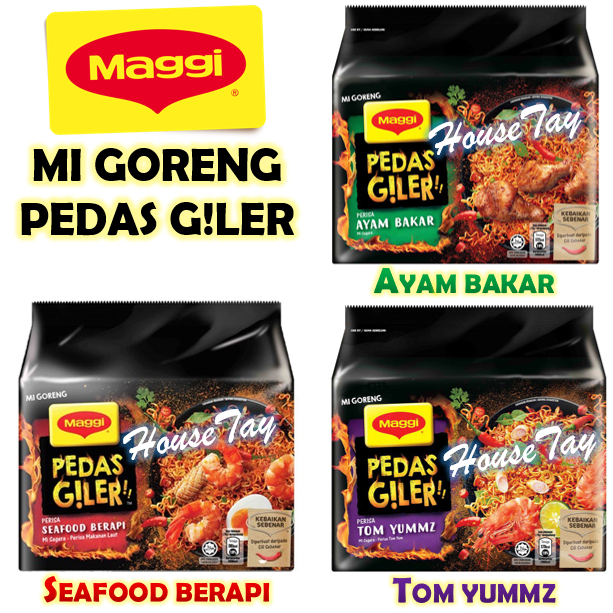 Maggi Pedas Giler Instant Noodles Ayam Bakar/ TomYum/ Seafood Berapi (5 packs) | Shopee Philippines