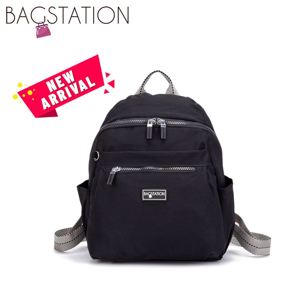 BAGSTATION Crinkle Nylon Small Backpack (Black/Blue/Grey/Pink) | Shopee Philippines