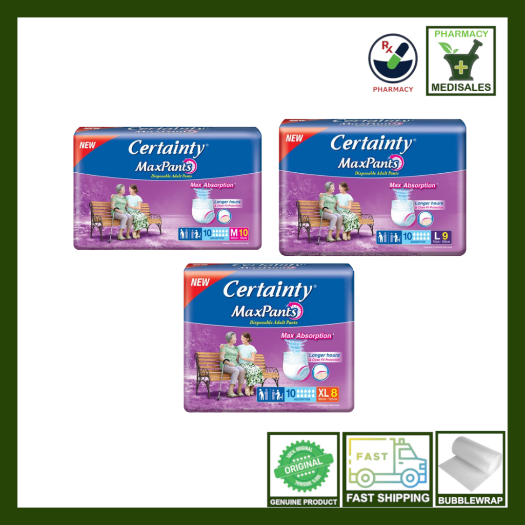 CERTAINTY MAXPANTS ADULT DIAPERS (M10 / L9 / XL8) (NEW PACKING ...