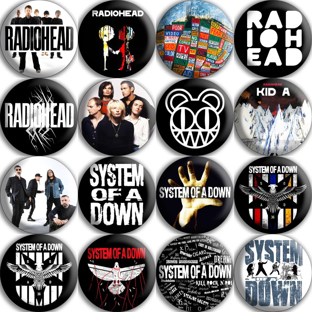 Radiohead & System Of A Down Badge Button Size 44 mm | Shopee Philippines