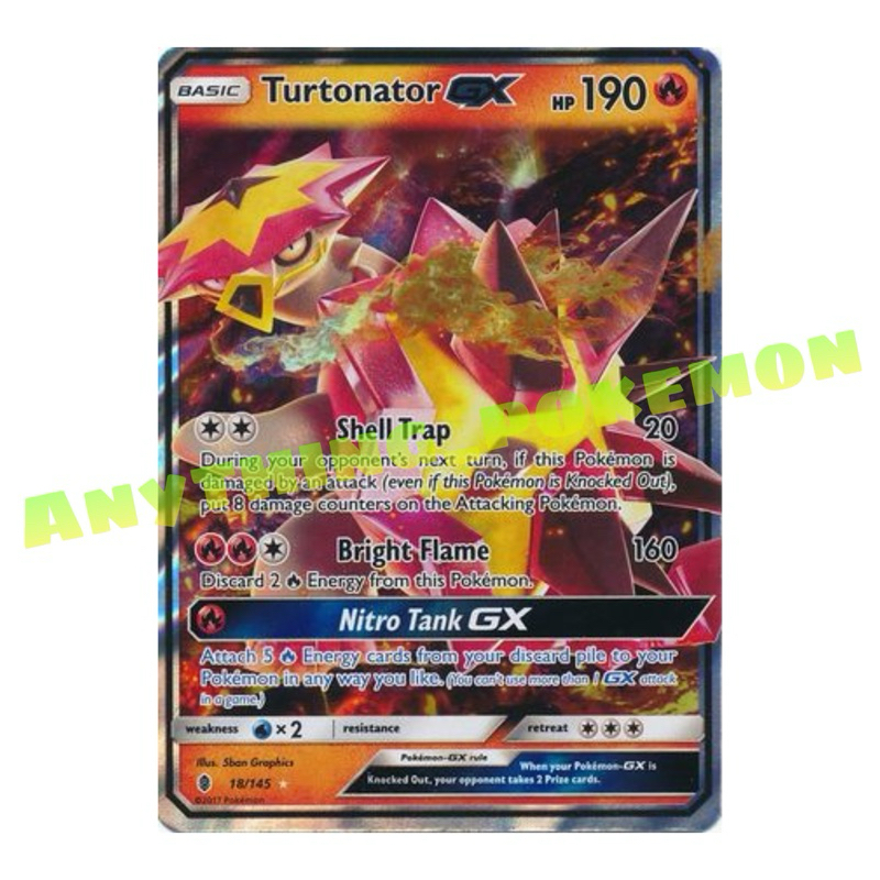 Pokemon Card - Turtonator GX (18/145) - Ultra - Sun&Moon: Guardians ...