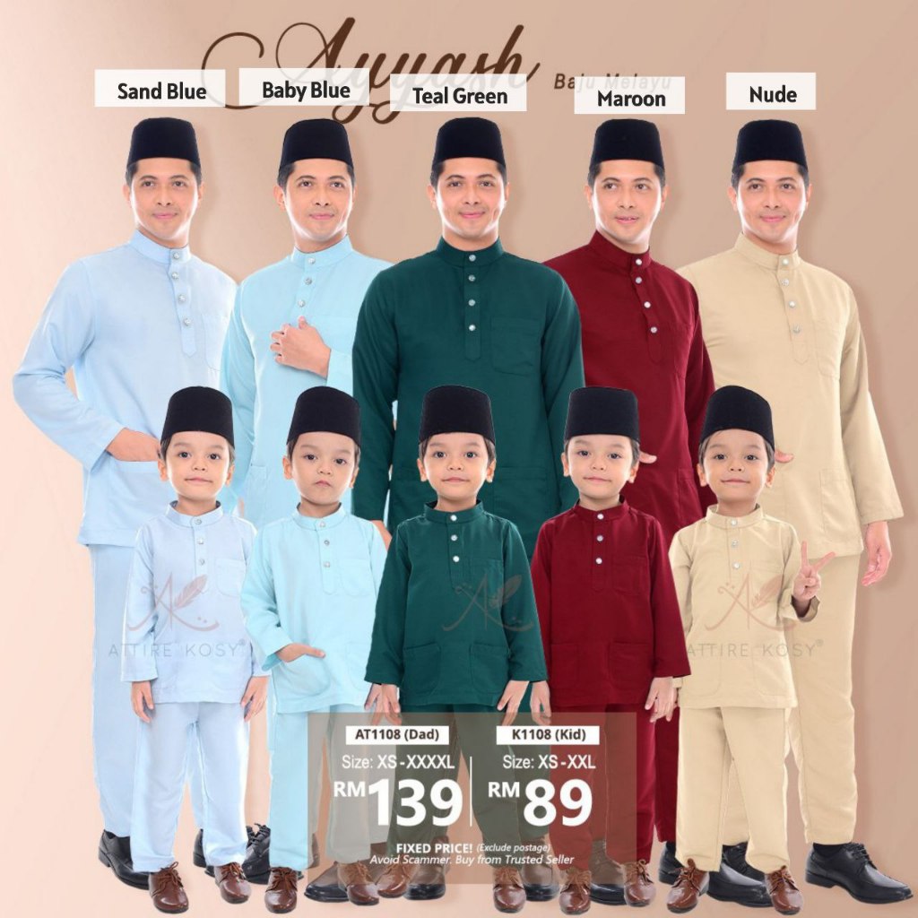 Ayyash Baju Melayu Cekak Musang (Adult) | Shopee Philippines