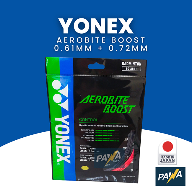 Yonex Aerobite Boost Badminton String Hybrid 0.72mm + 0.61mm | Shopee ...