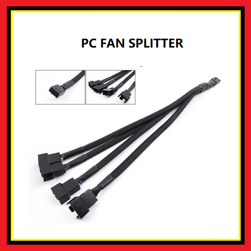 PC FAN 4PIN PWM Cable (24AWG) CPU PWM Fan Splitter Sleeved Extension PC ...