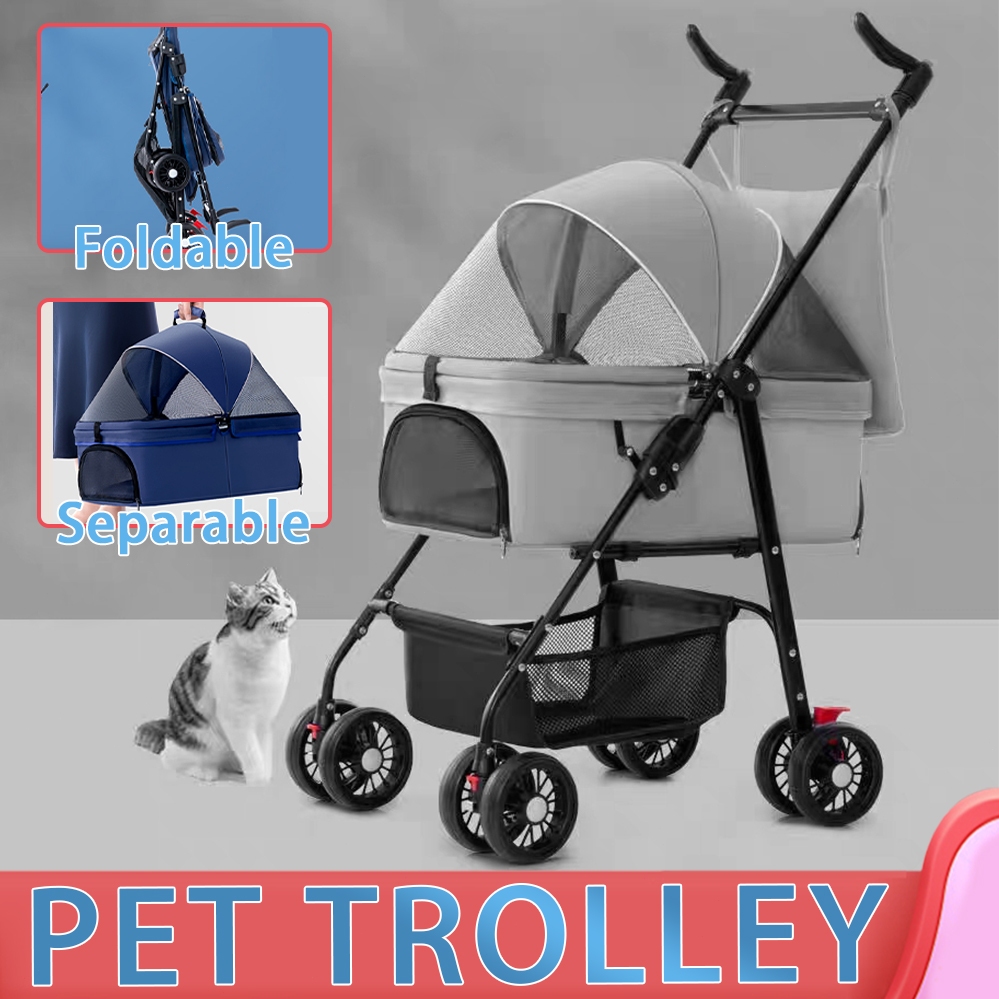 Removable Pet Cart/Bag 2 in 1 Cat Stroller Pet Trolley Dog Stroller Cat ...