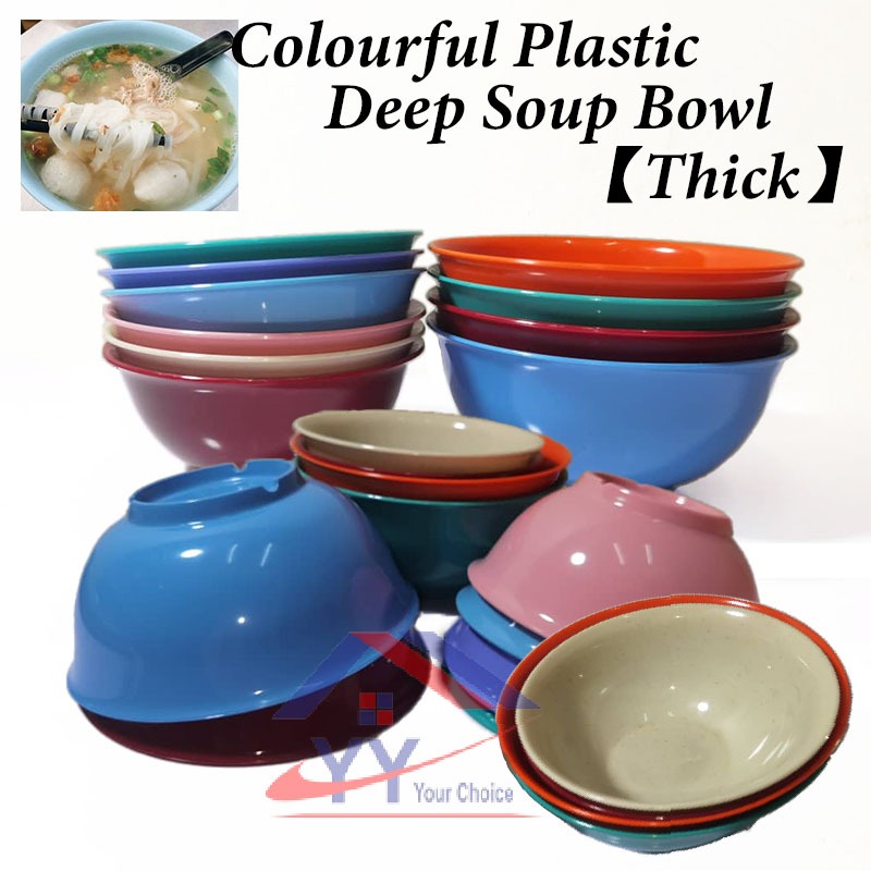 [Thick] Colourful Plastic Deep Soup Bowl/Melamine Soup Bowl/G-ware ...