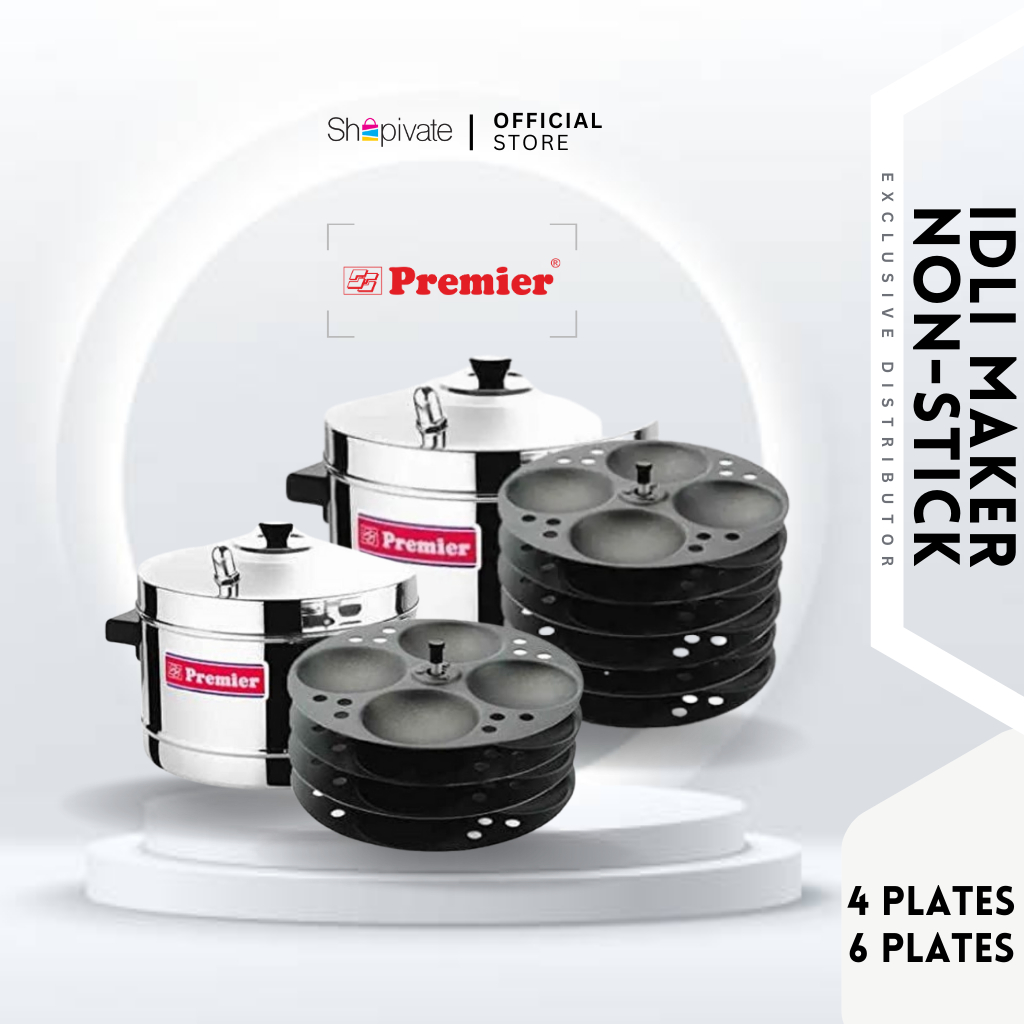Premier Stainless Steel IDLI MAKER with NON-STICK (4 Plates /6 Plates ...