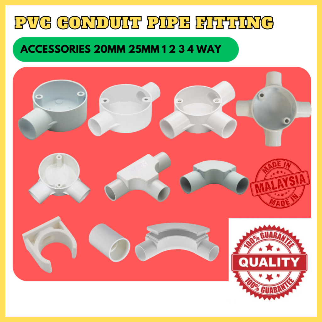 PVC Conduit Pipe Fitting Accessories 20mm 25mm 1 2 3 4 Way Box Tee Elbow Inspection Long Bend ...