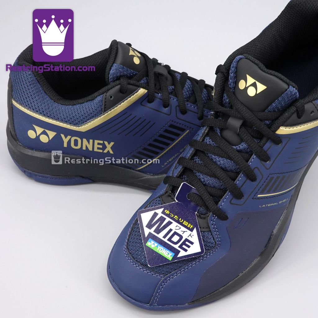 Yonex Power Cushion Strider Flow WIDE (Navy+Gold) Badminton Shoes ...