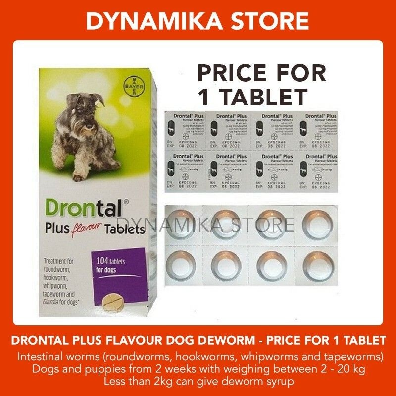 Drontal Plus Flavour Dog deworm Ubat cacing Anjing Puppy 1tablet ...