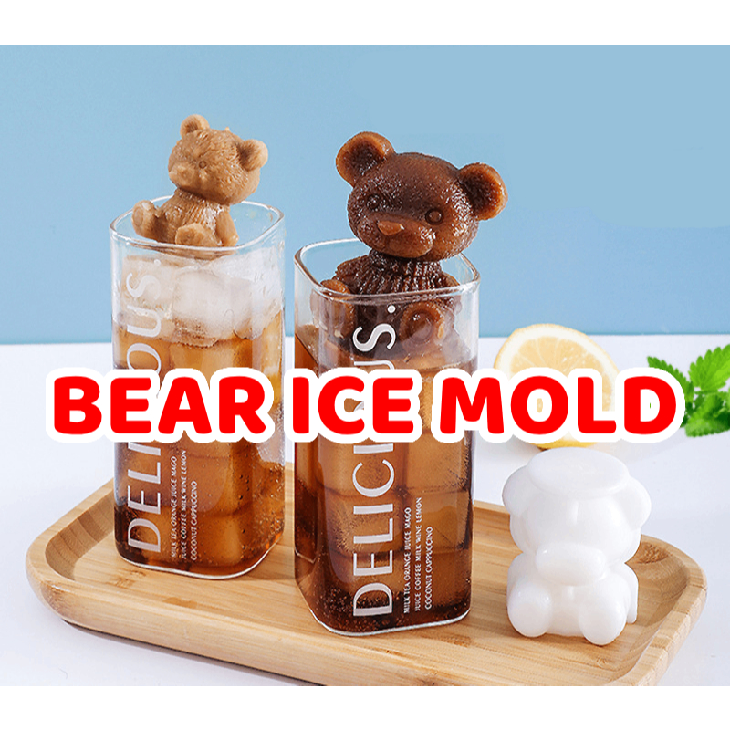 3D Silicone Ice Cube Mold Ice Cream Silicone Abrasive Teddy Bear Mold ...
