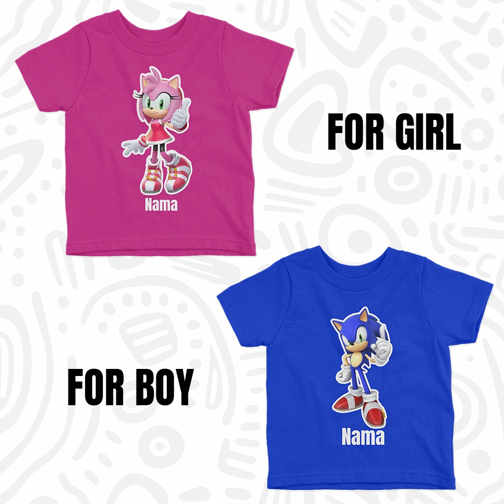 Sonic Hedgehog & Pink Sonic Tshirt With Name | Shopee Philippines