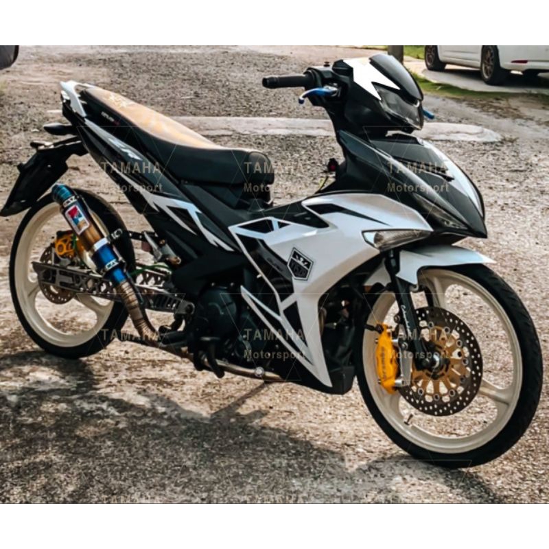 Yamaha Y15 Y15zr V1 V2 version custom black white cover set free emblem ...