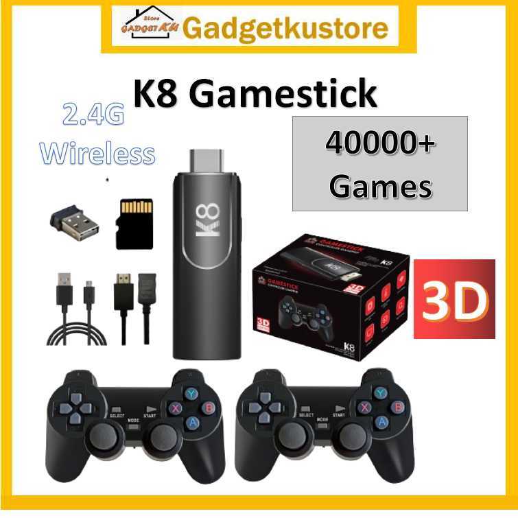 K8 4k HD 64G 40K+ Classic Games TV Game Stick with 2 Gamepad ...