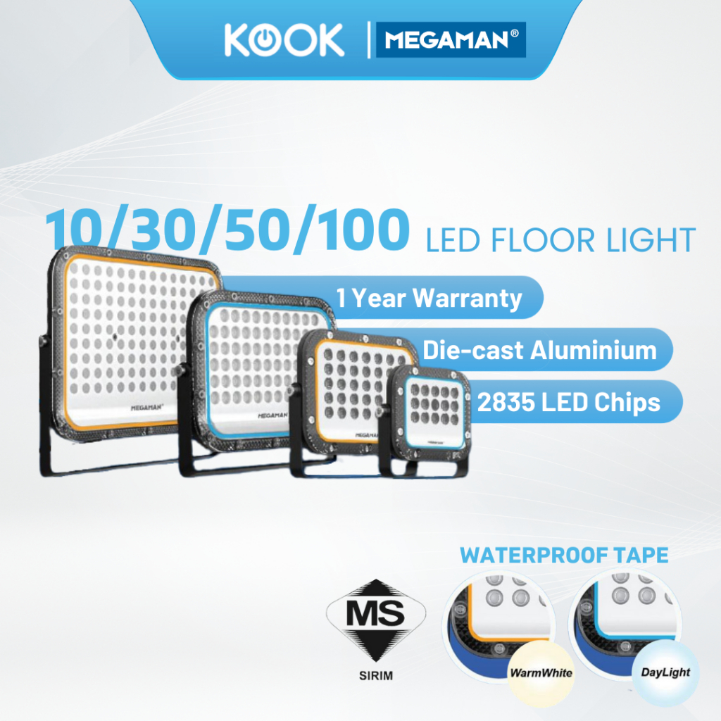 MEGAMAN LED Flood Light Spotlight Waterproof Outdoor Lighting Lampu ...