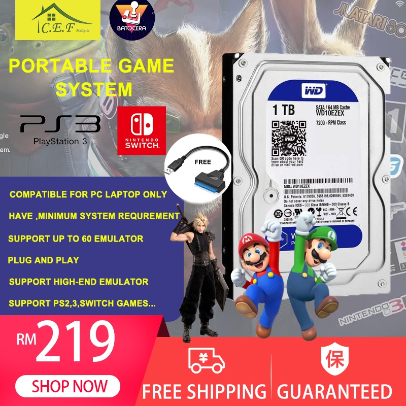 Batocera 500GB Hardisk Hardrive 60 Emulator NINTENDO SWITCH PS2 PS3 ...