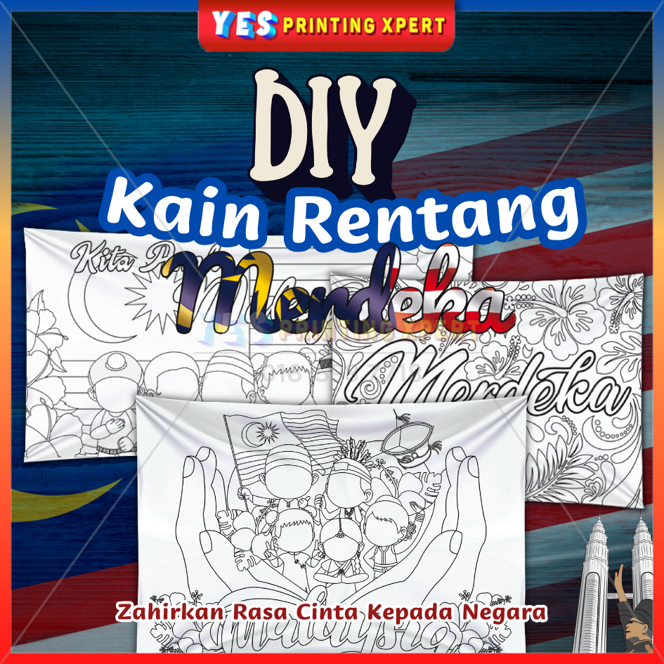 DIY KAIN RENTANG MERDEKA AKTIVITI MURID BANNER MEWARNA | Shopee Philippines