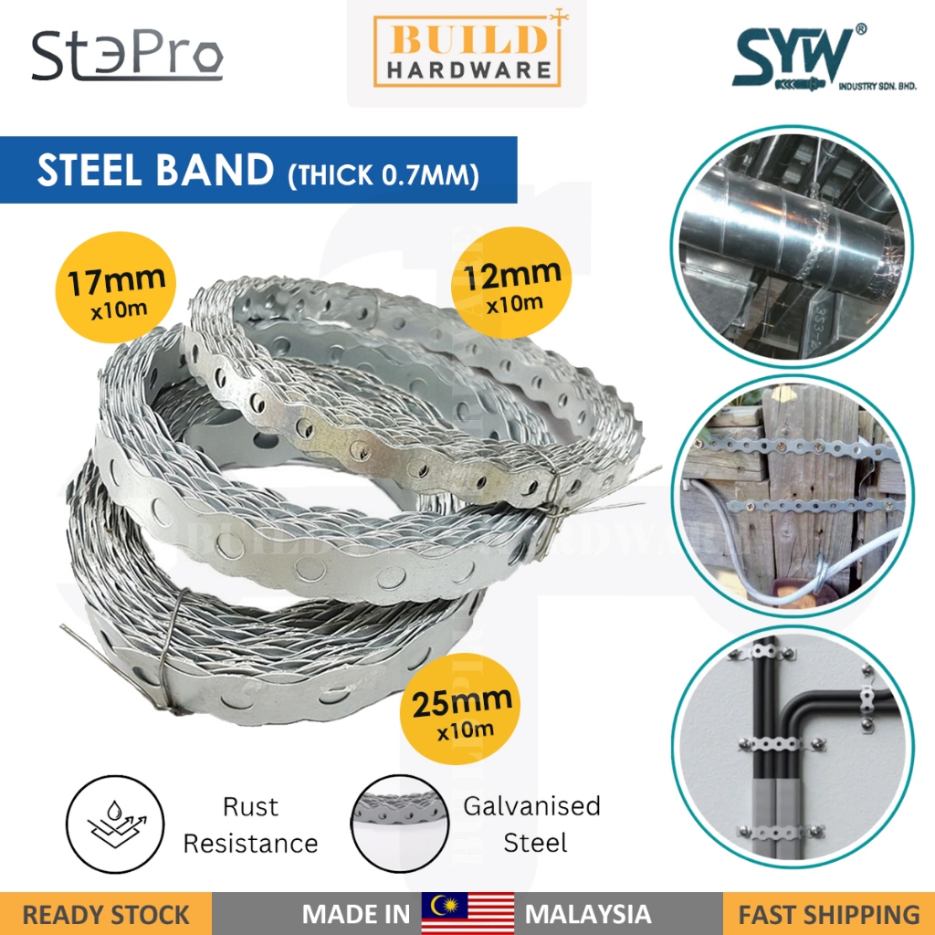 SYW/StePro Steelband Multipurpose Steel Band 12mm/17mm/25mm 钢带 Pengikat ...