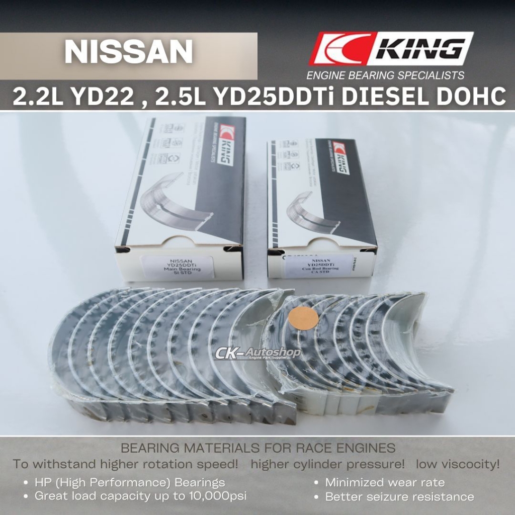 KING Bearing NISSAN 2.2 YD22 2.5L YD25 DDTi for Frontier Navara D40 D23 ...