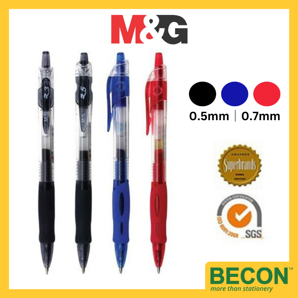 M&G Gel Ink Pen R3 R5 0.5mm 0.7mm Black Blue Red | Shopee Philippines