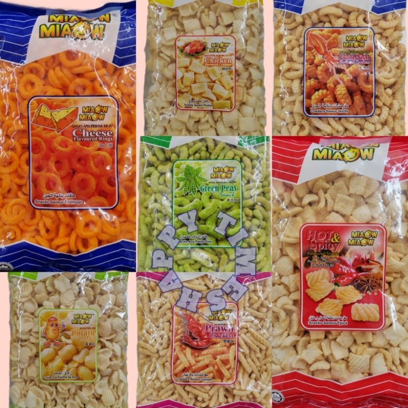 Miaow Miaow Jajan 450G cheese ring,green peas,prawn, chicken, hot&spicy ...