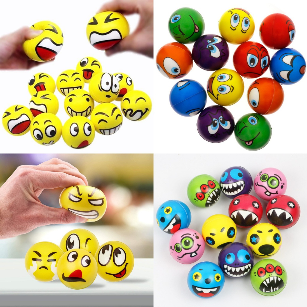 6.3cm Funny Colorful Emoji Weird Face Anti Stress Relief Relax Sponge ...