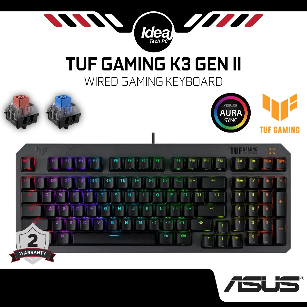 ASUS TUF GAMING K3 GEN II RA07 Compact 97 Key Layout IP57 Waterproofing ...