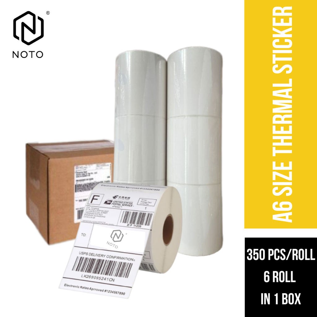 NOTO 6 ROLLS - A6 Thermal Sticker Paper Waybill Shipping Label 100 ...