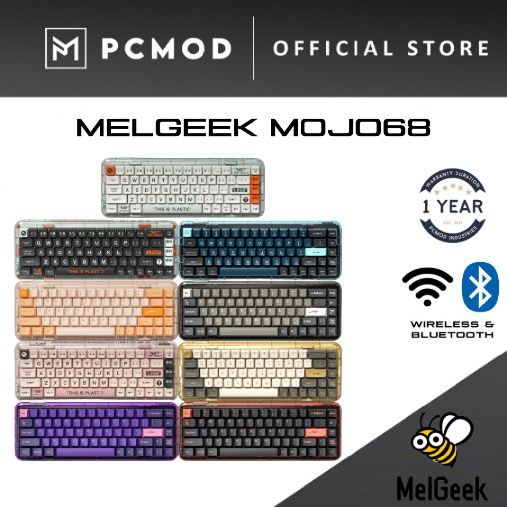 MELGEEK Mojo68 Transparent Fully Assembled Wireless Custom Mechanical ...