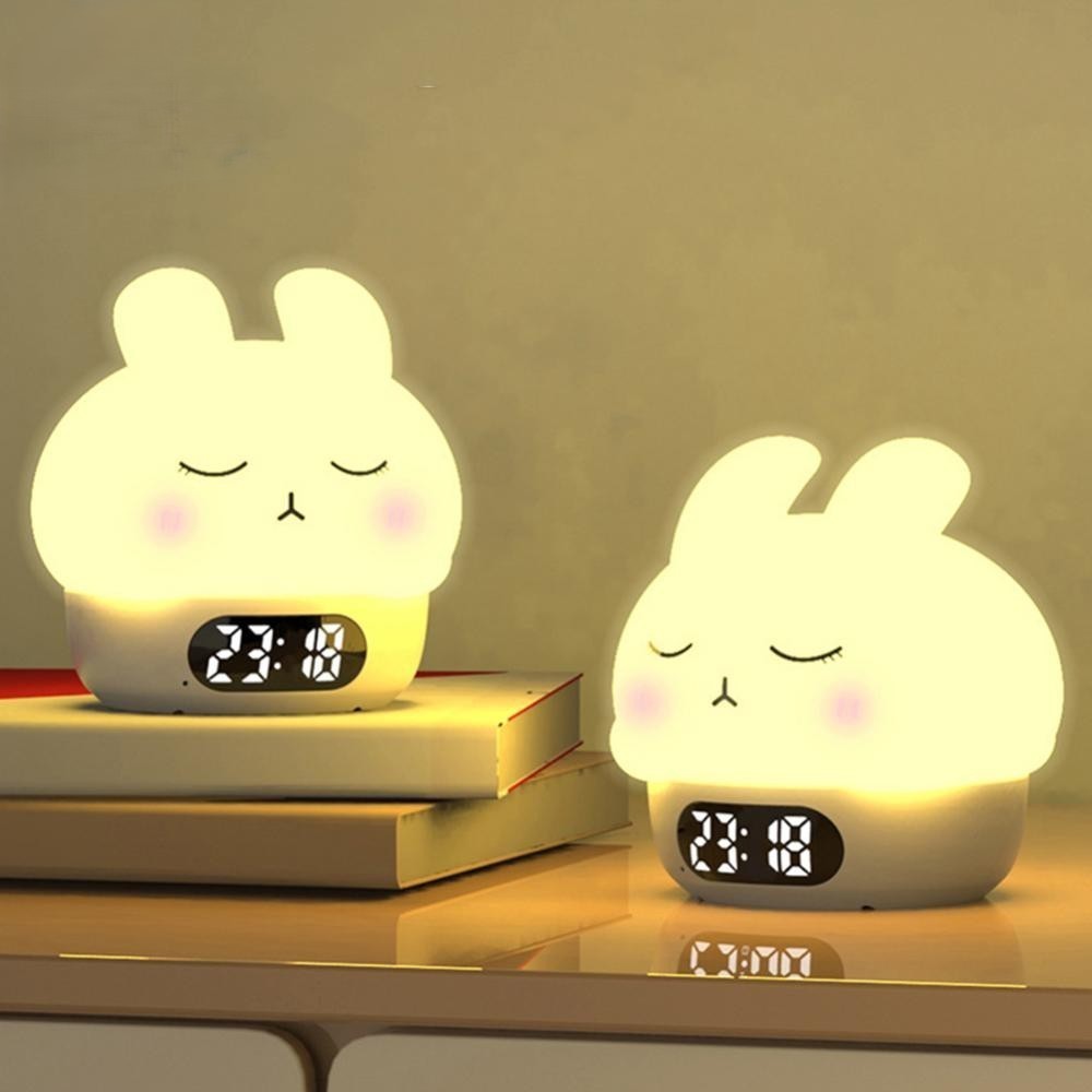 Alarm Clock & Shooting Night Light, Silicone RGB Color Changing Side ...