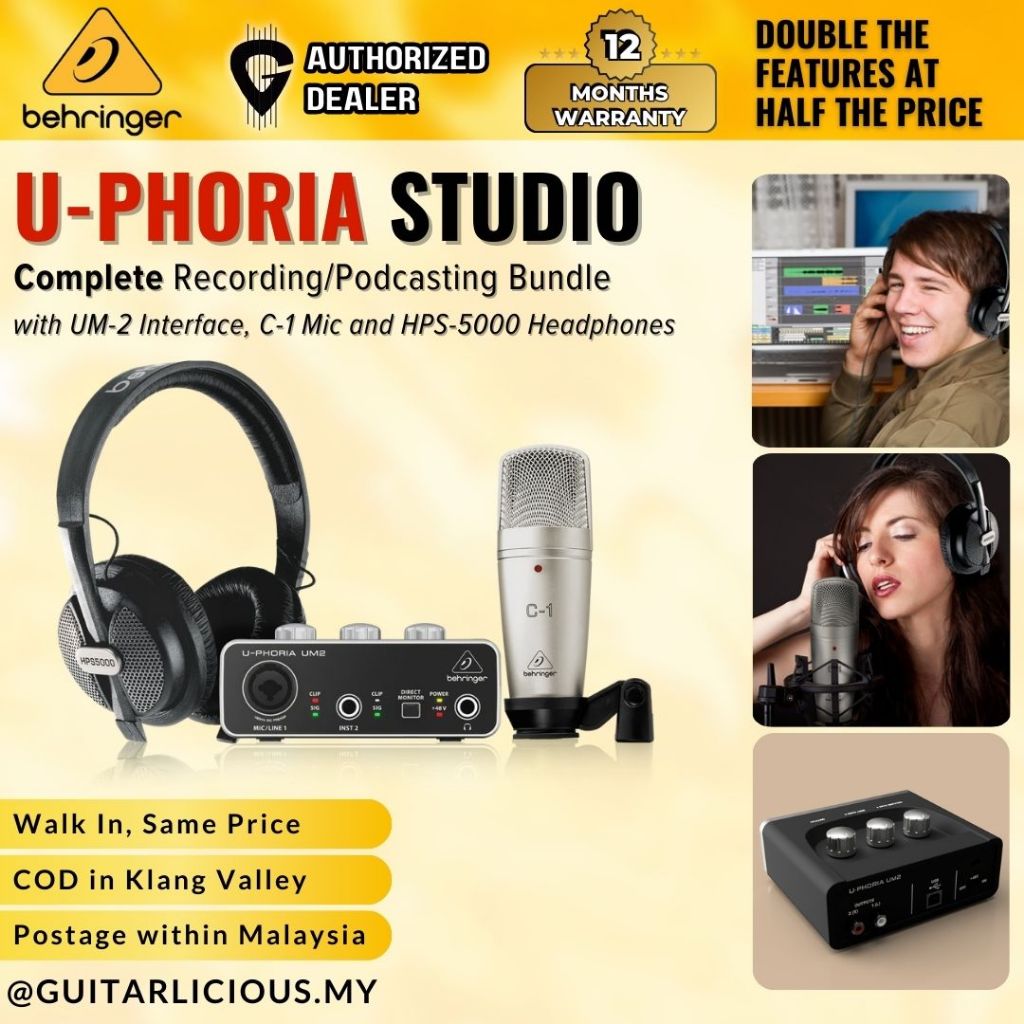 Behringer U-PHORIA STUDIO Recording Bundle with Mic Clamp and Pop ...