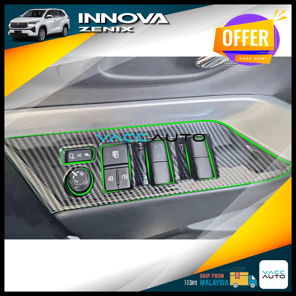 Toyota Innova Zenix AG10 2023 - 2024 Window Switch Panel Carbon Cover ...