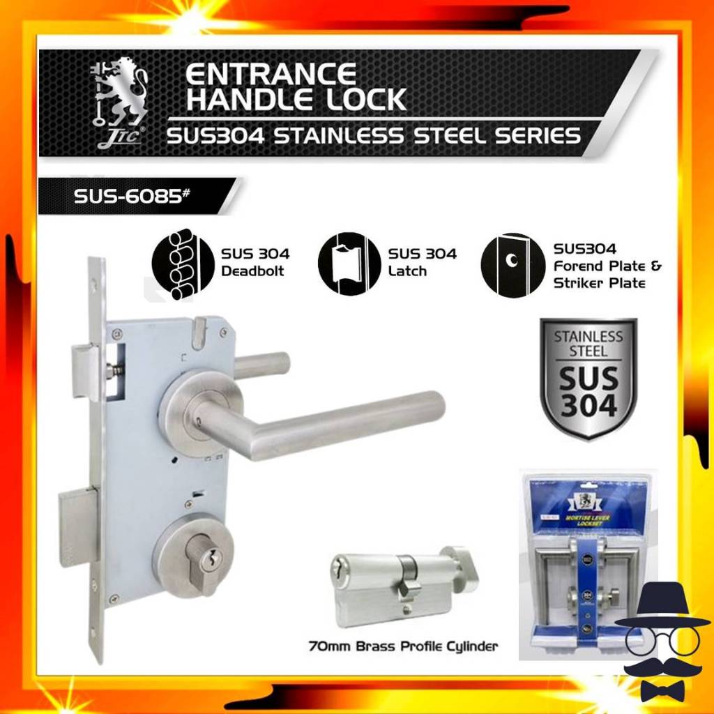 JTC 6085SS SUS304 Stainless Steel Mortise Lever Lockset Heavy Duty Lock ...