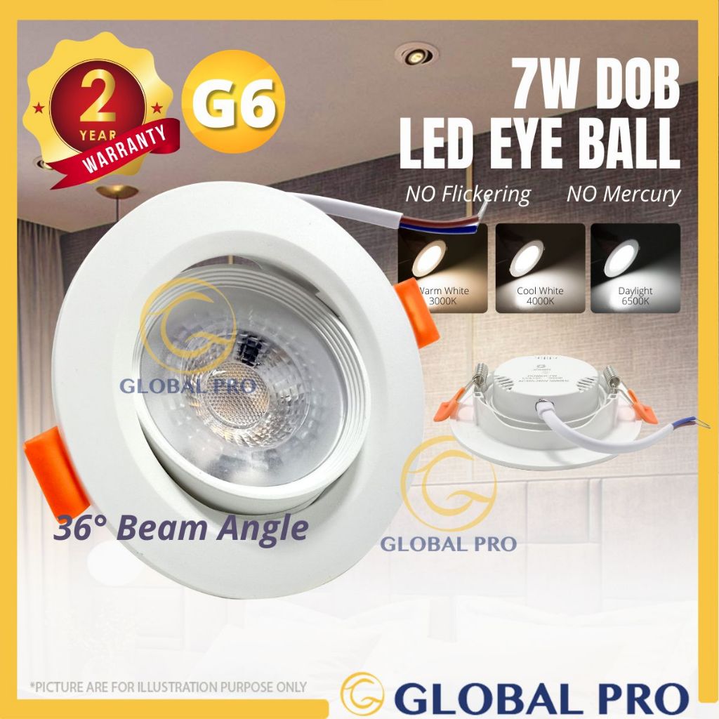 GLOBAL PRO 7W LED Eye Ball Downlight Retrofit Spotlight Thin Ceiling Light LED Downlight Lamp ...