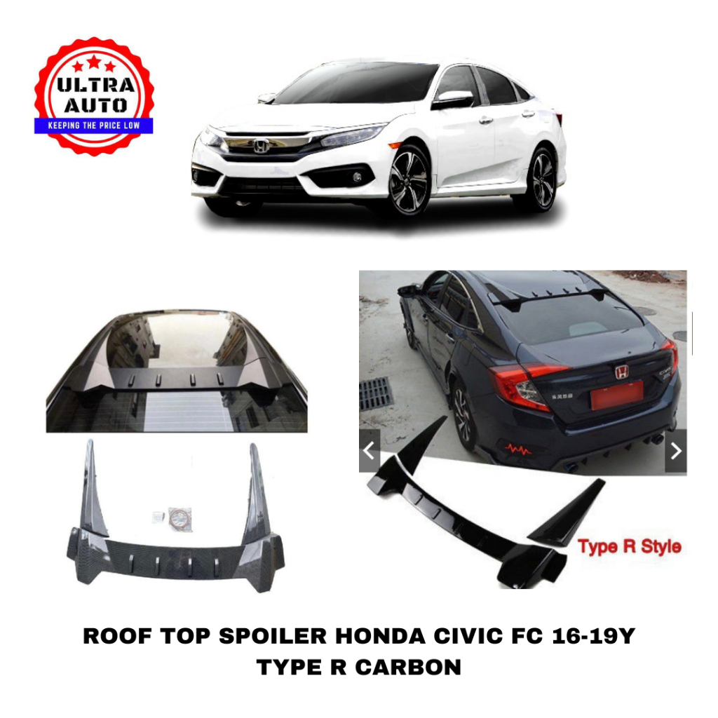 HONDA CIVIC FC 2016-2021 TYPE R REAR BUMPER ROOF TOP SPOILER CARBON ...