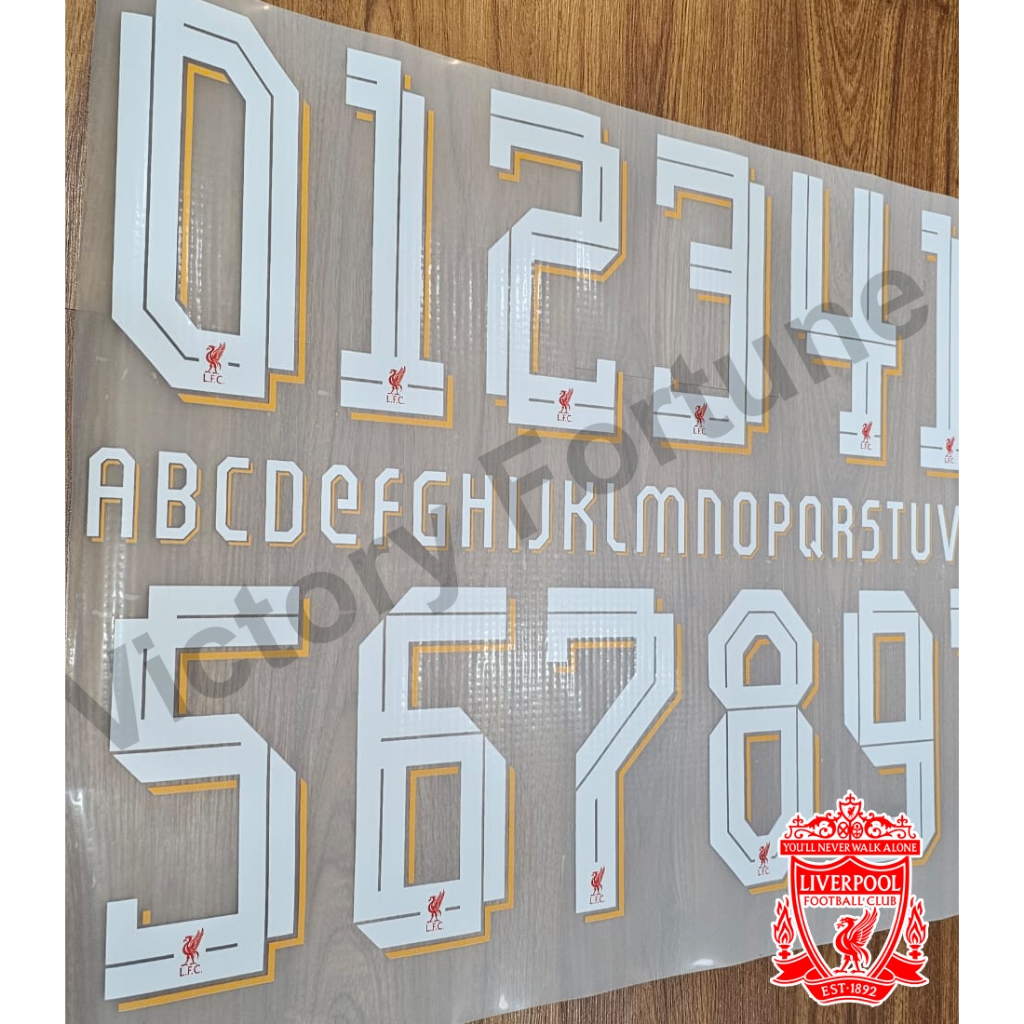 Liverpool White Color Custom Nameset/Patch Name/Alphabets & Numbers for ...