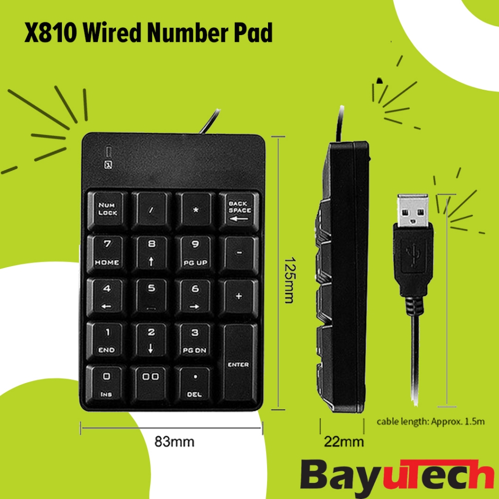 MOTIAN SHOU X810 Wired Mini Compact Numeric Keyboard Silent-typing ...