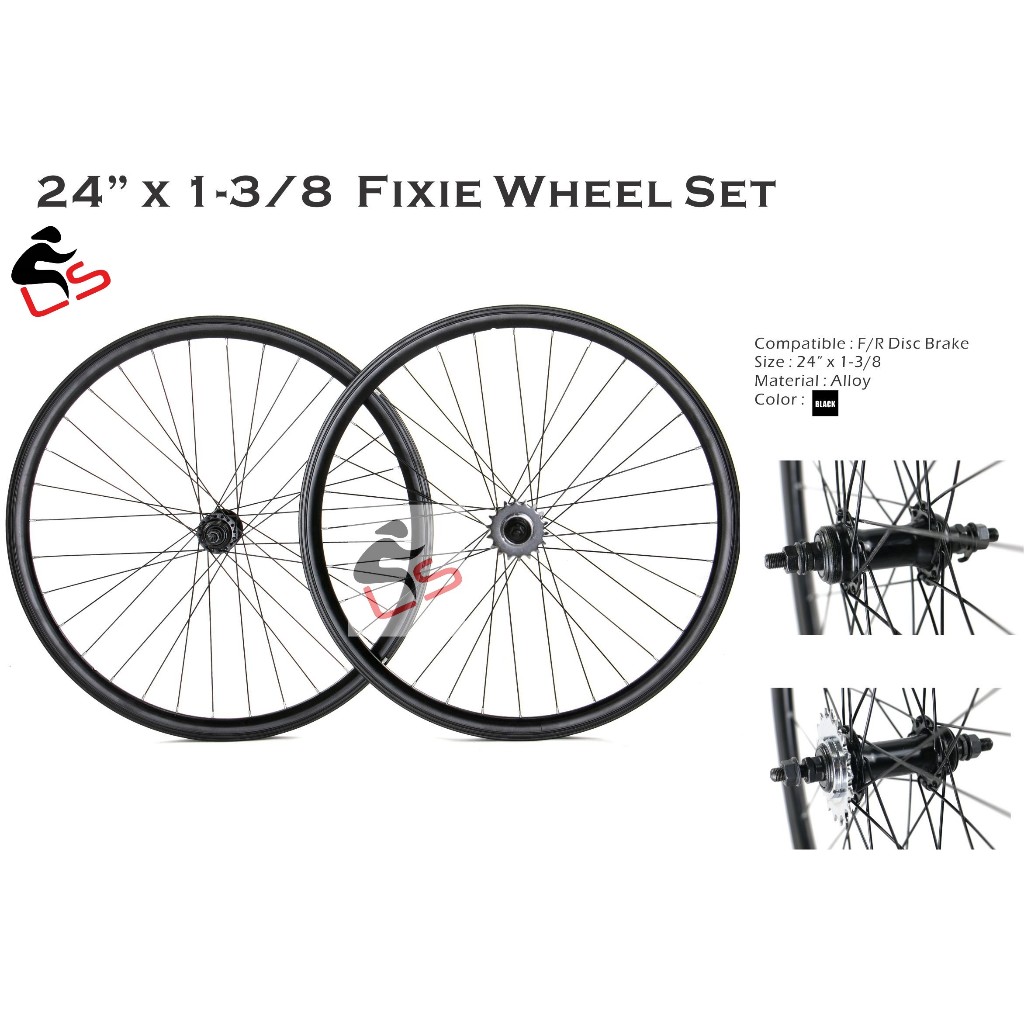 24x1 3/8 Fixie Wheel Set Bicycle Fixie Bike Rim Basikal | Shopee ...