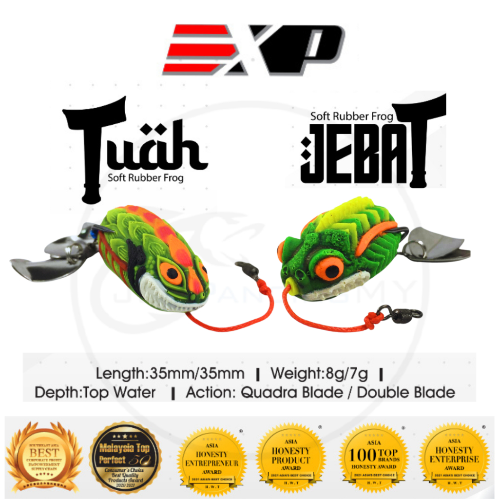 Exp Tuah 35mm 8g Jebat 35mm 7g Soft Frog Fishing Lure Baits Snakehead ...