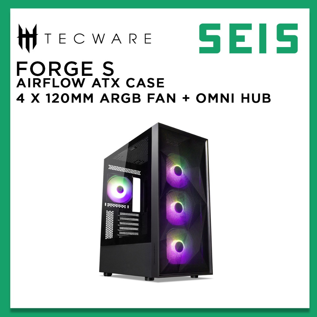TECWARE FORGE S OMNI TG ARGB ATX Gaming Case 4 x 120MM ARGB FAN + OMNI ...