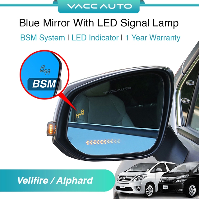 VACC AUTO Anti Glare Blue Mirror with LED Signal Lamp BSM System For ...