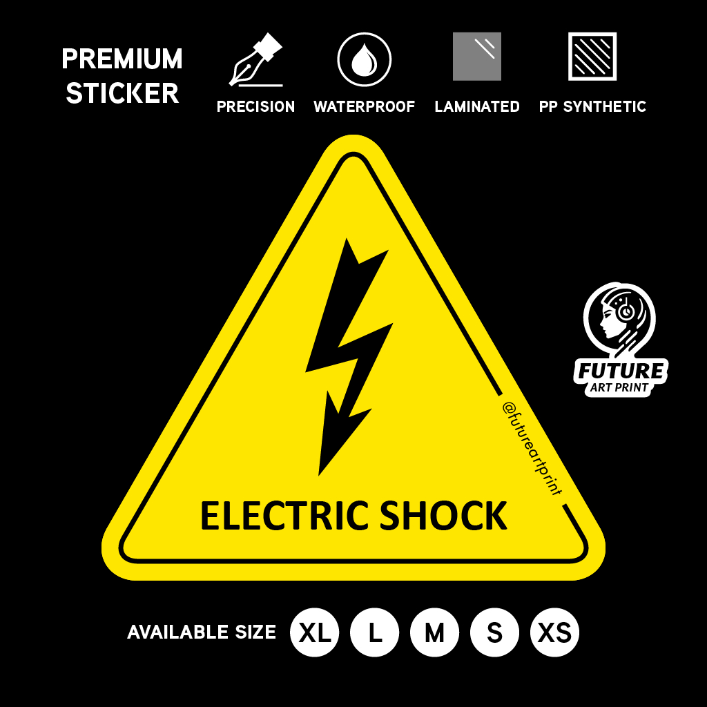 Electric Shock. Premium Triangle Sticker Sign Warning Caution Danger Signage Safety Label. High ...
