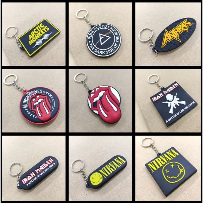 Key chain keychains getah kumpulan rock rolling stones iron maidin pink ...